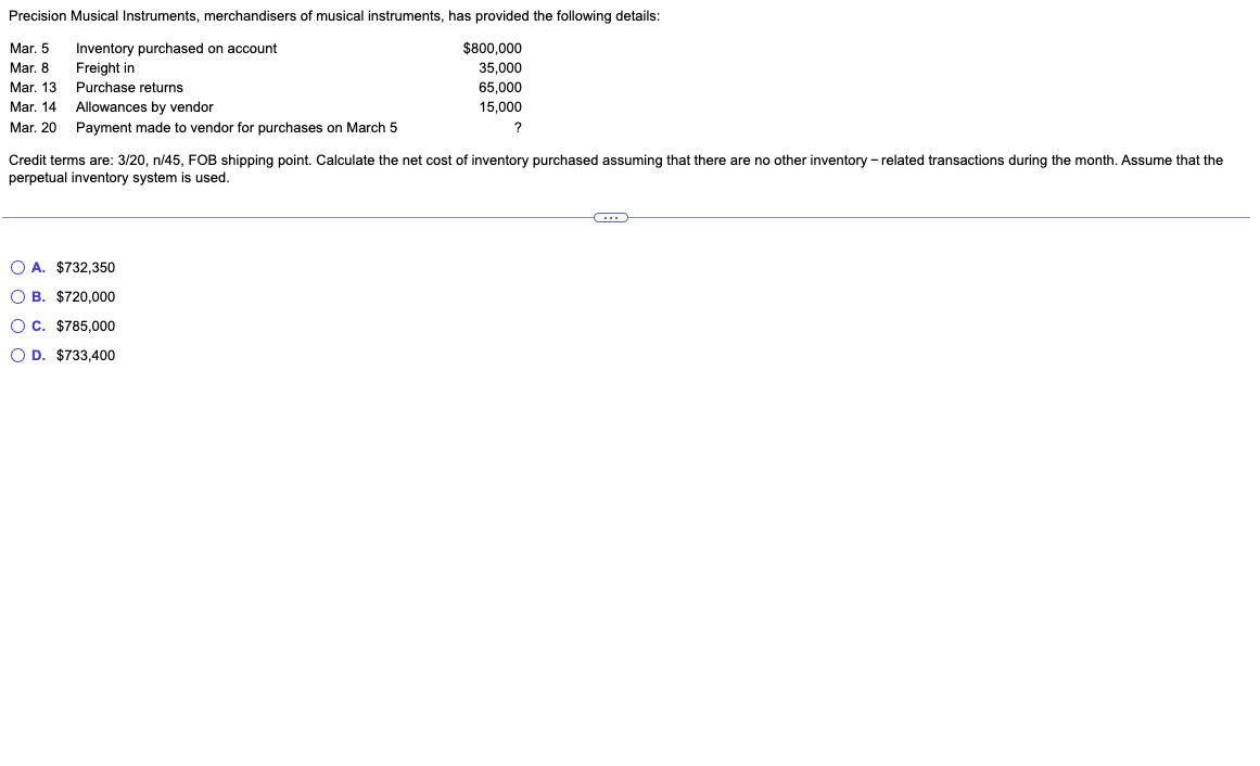 Solved Precision Musical Instruments, merchandisers of | Chegg.com