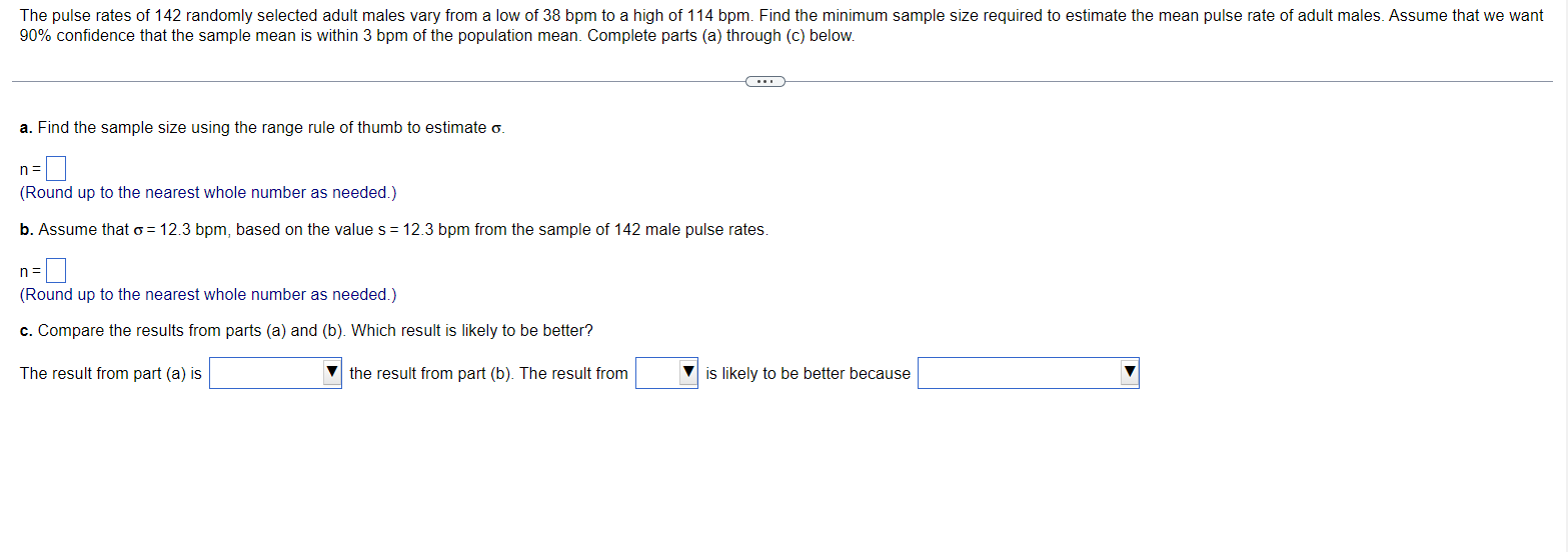 Solved a. Find the sample size using the range rule of thumb | Chegg.com