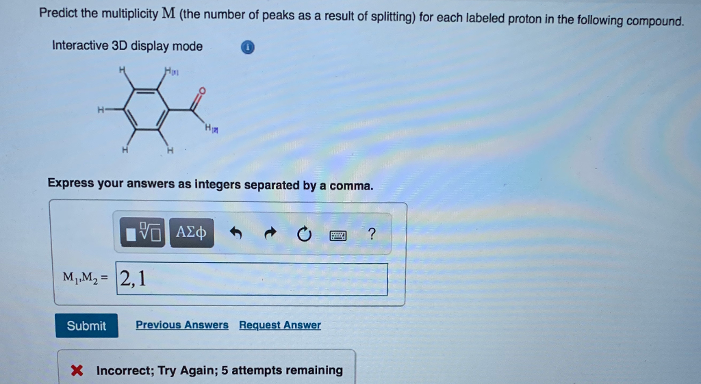 Solved Predict the multiplicity M (the number of peaks as a | Chegg.com
