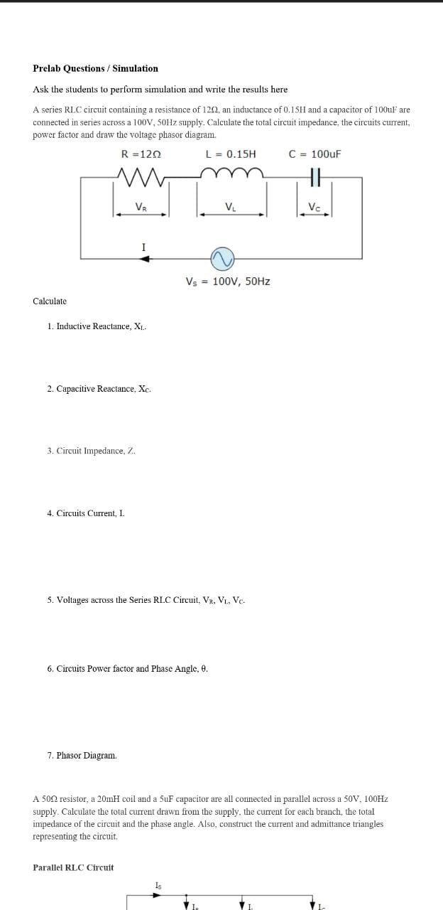 Solved Prelab Questions / Simulation Ask the students to | Chegg.com