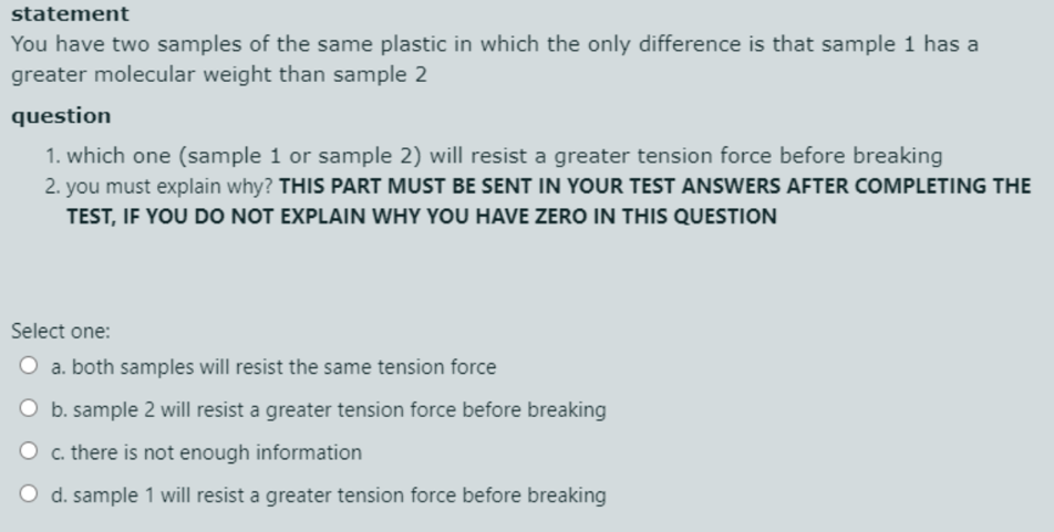 Solved statement You have two samples of the same plastic in | Chegg.com