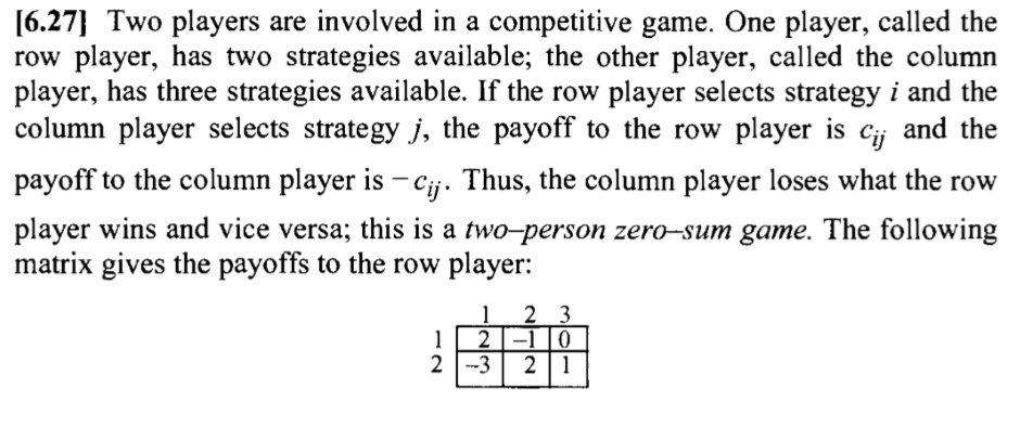 [6.27] Two players are involved in a competitive | Chegg.com