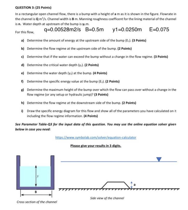 Solved QUESTION 3: (25 Points) In a rectangular open channel | Chegg.com