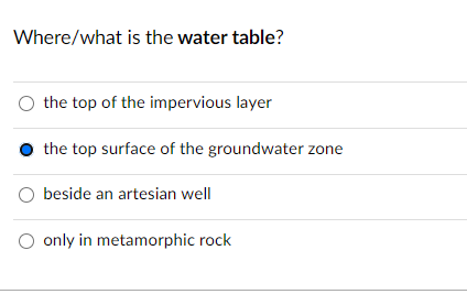 Solved Where/what is the water table? the top of the | Chegg.com