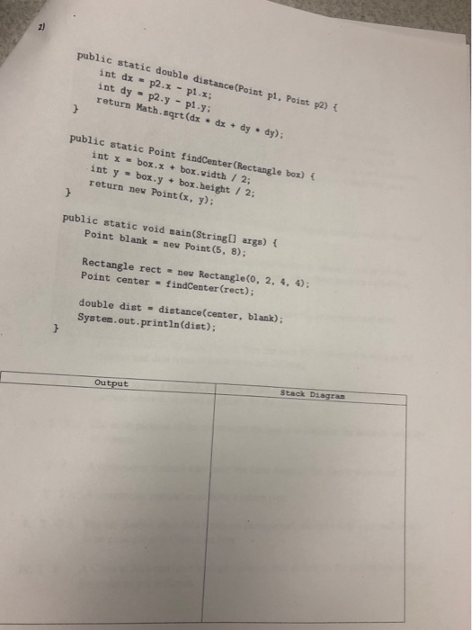 Solved 2) public static double distance(Point pi, Point p2) | Chegg.com