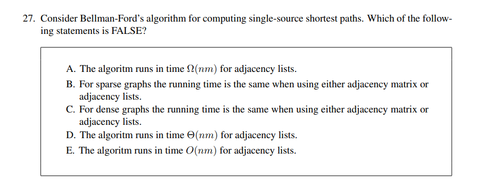 Solved 7. Consider Bellman-Ford's algorithm for computing | Chegg.com