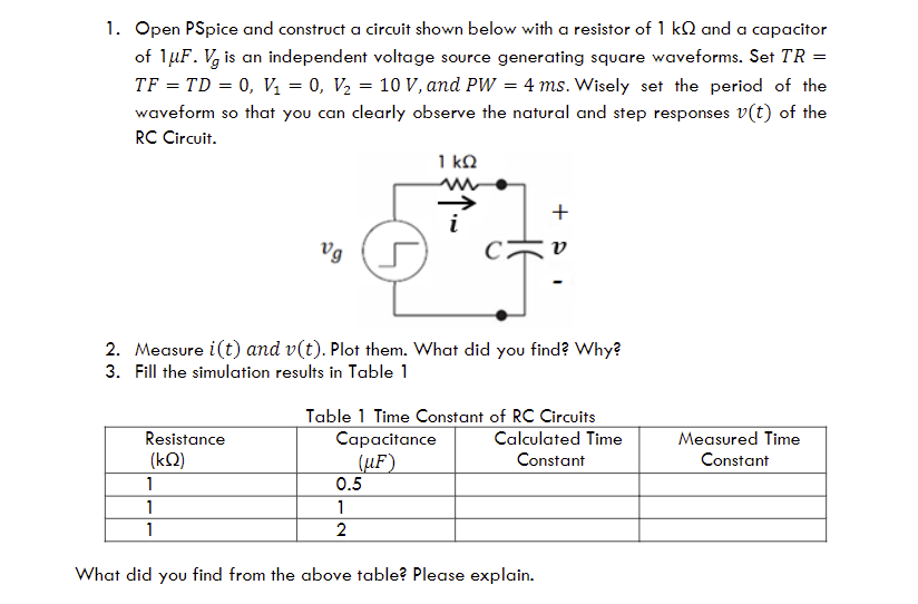 Solved 1. Open PSpice and construct a circuit shown below | Chegg.com