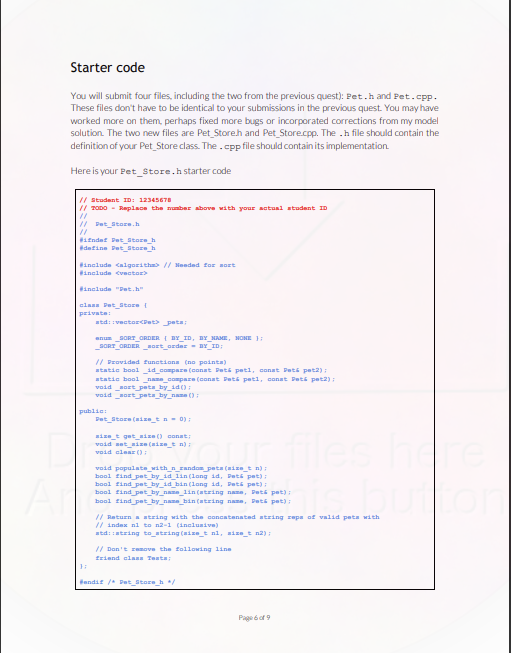 Solved [C++] Starter code: // Pet_Store.cpp #include | Chegg.com