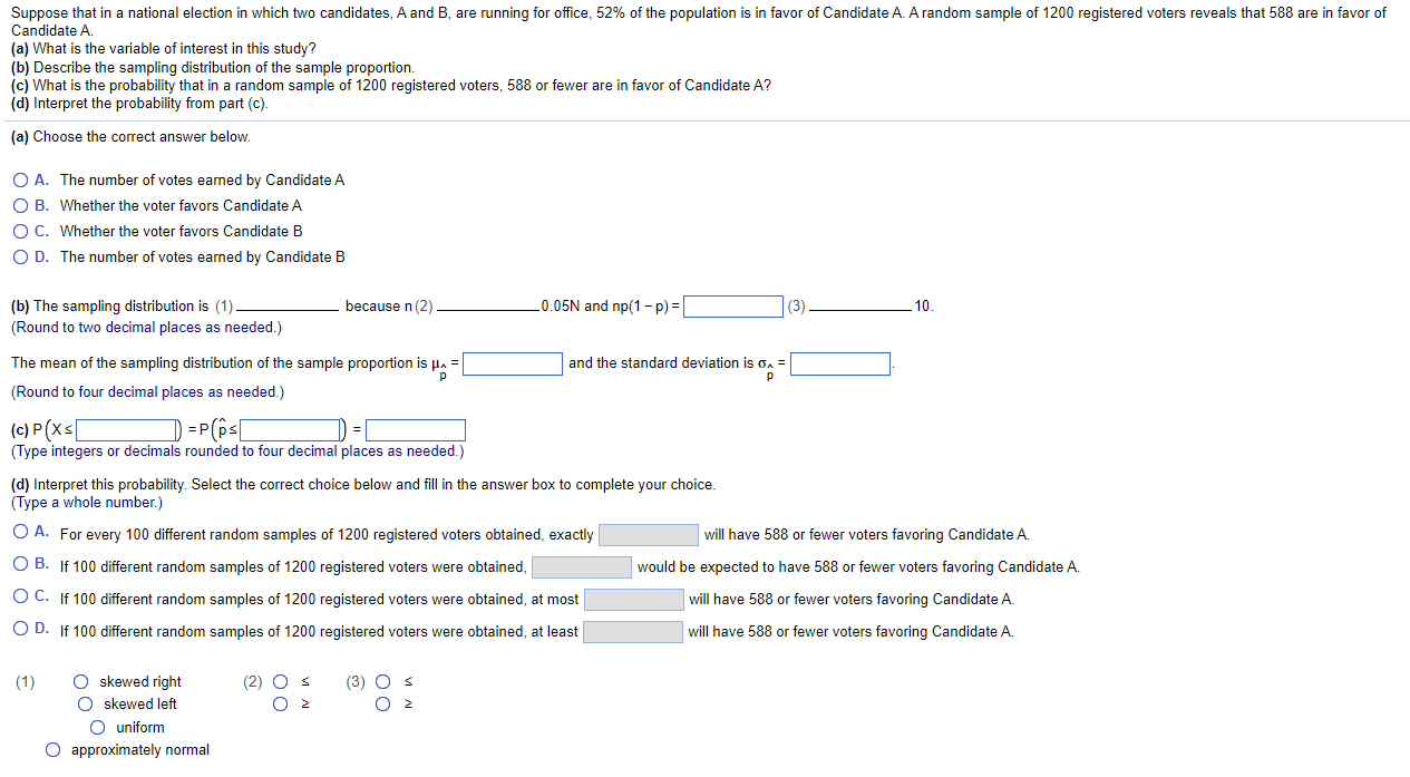 Solved Candidate A. (a) What is the variable of interest in | Chegg.com