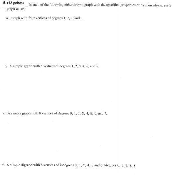 Solved In each of the following either draw a graph with the | Chegg.com