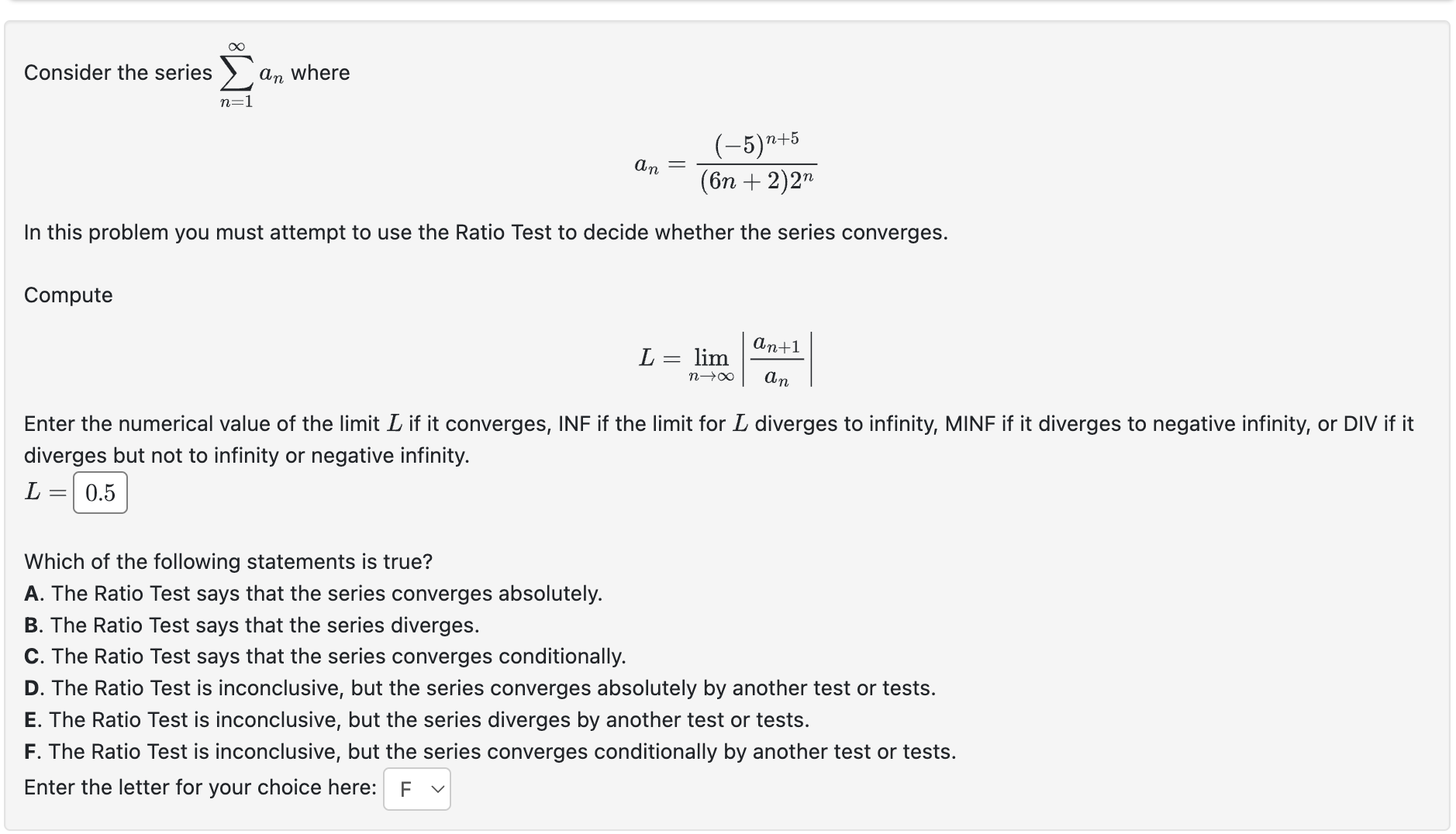 Solved Consider the series ∑n=1∞an | Chegg.com