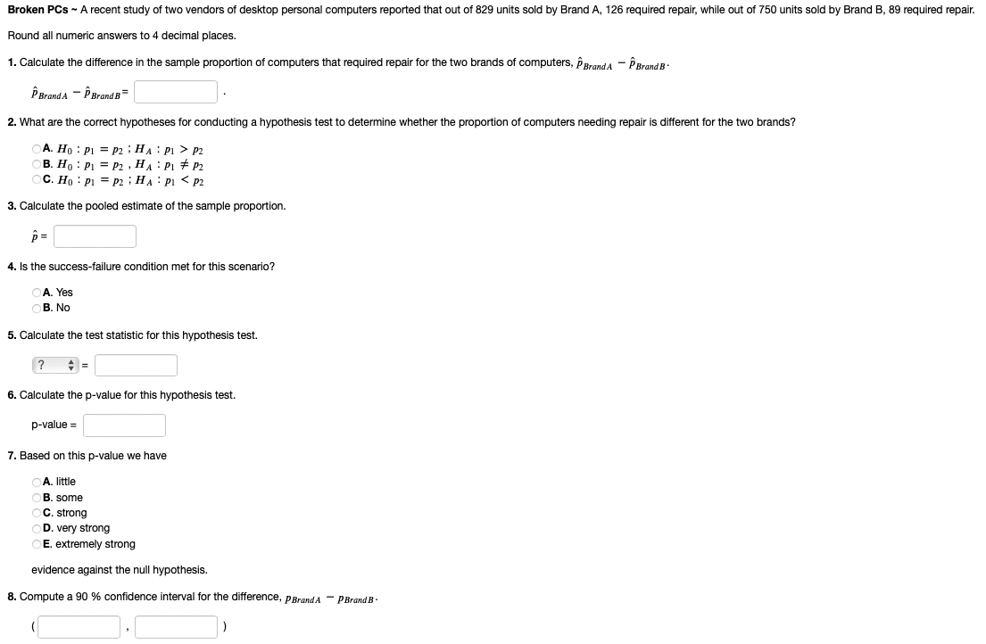 Solved Broken PCs - A recent study of two vendors of desktop | Chegg.com