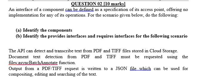 QUESTION 02 [10 marks An interface of a component can | Chegg.com