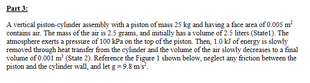 Solved Part 3: A vertical piston-cylinder assembly with a | Chegg.com