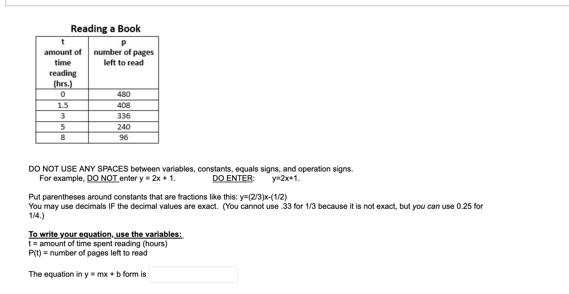 Solved DO NOT USE ANY SPACES between variables, constants, | Chegg.com