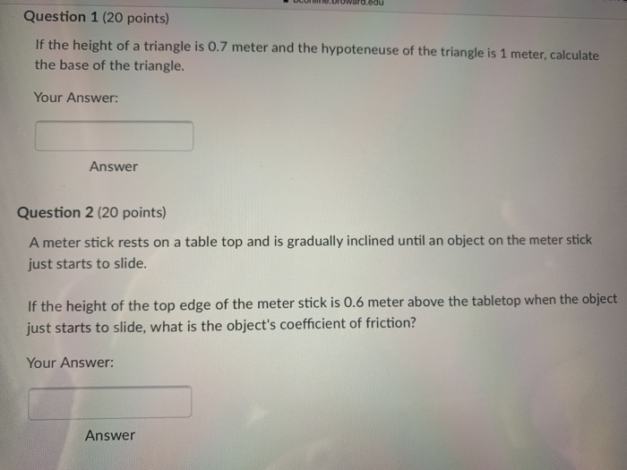 Solved Question 1 (20 points) If the height of a triangle is | Chegg.com