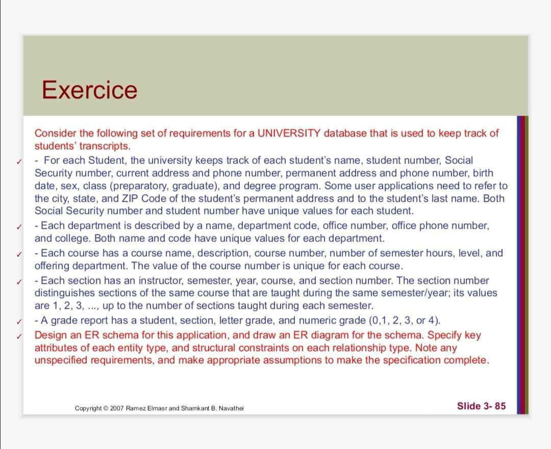 Solved Exercice Consider The Following Set Of Requirements