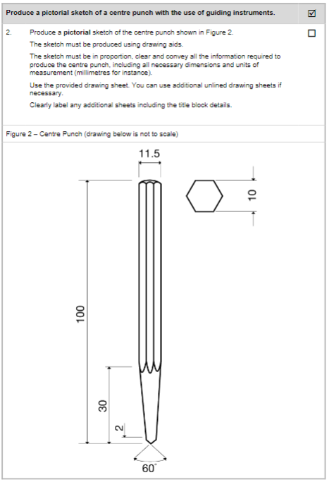 Solved produce a pictorial sketch of a centre punch with the | Chegg.com