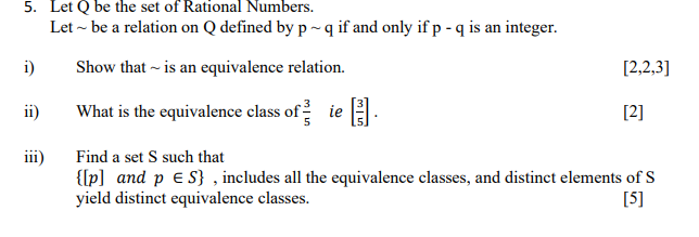 Solved 5. Let Q be the set of Rational Numbers. Let - be a | Chegg.com