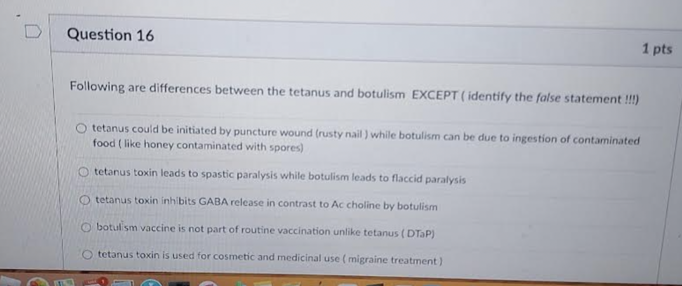 Solved Following are differences between the tetanus and | Chegg.com