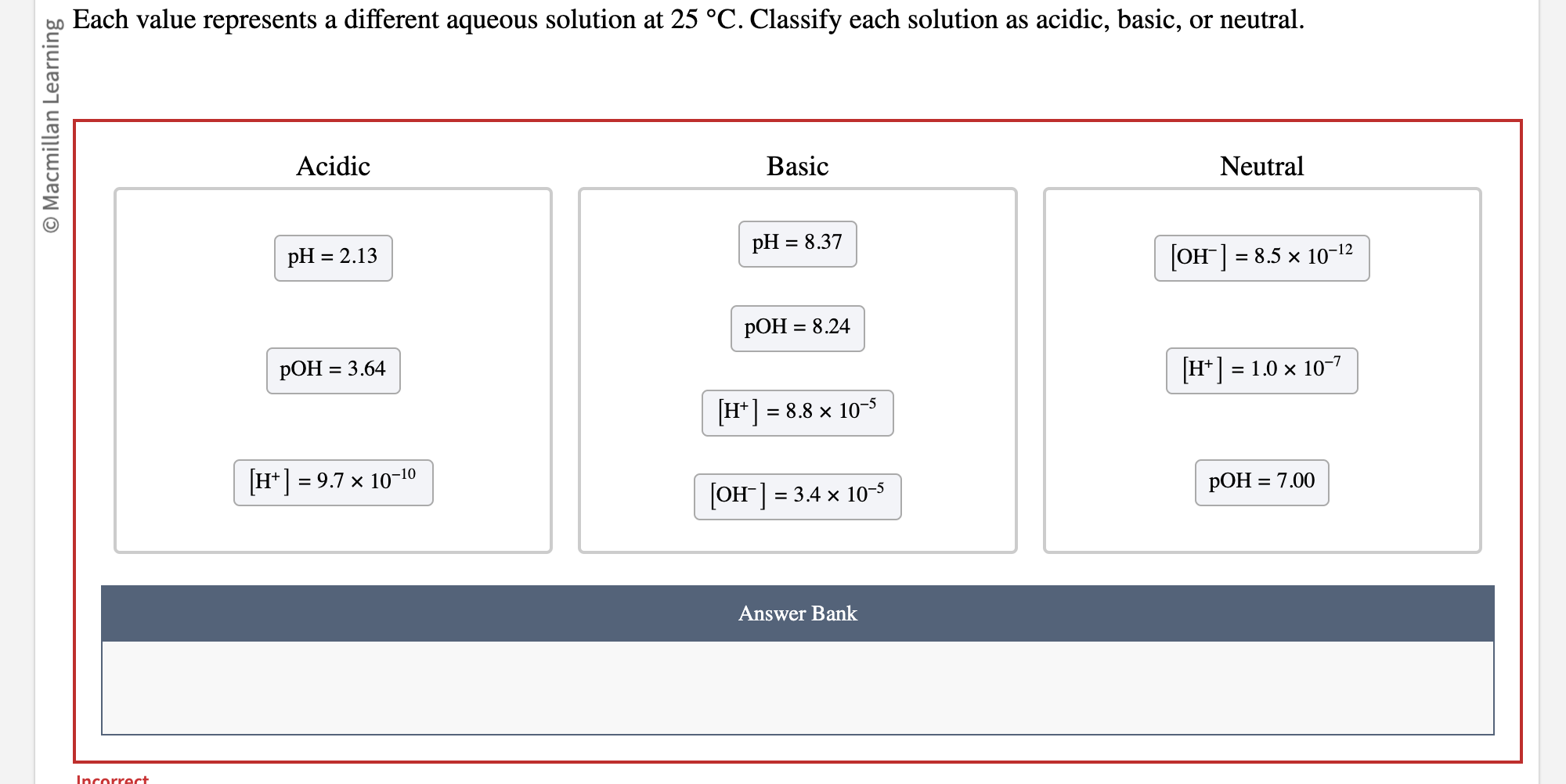 Solved Each value represents a different aqueous solution at | Chegg.com