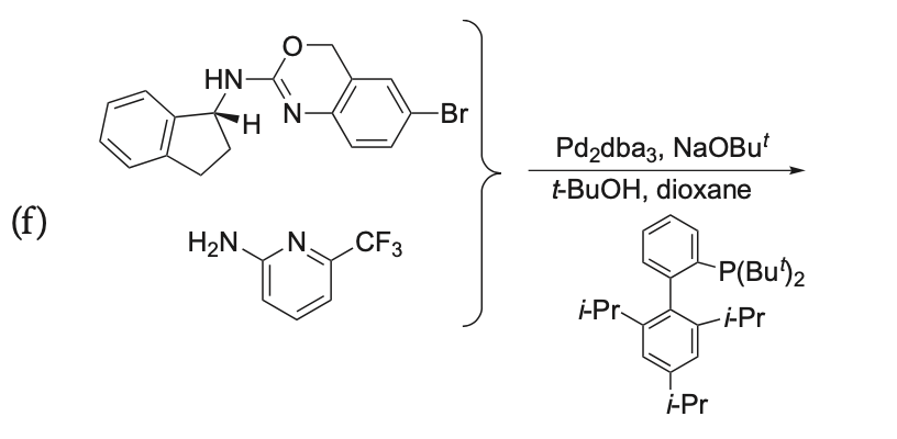 Solved HN H N Br I Pd2dba3, NaOBut t-BuOH, dioxane (f) H2N N | Chegg.com