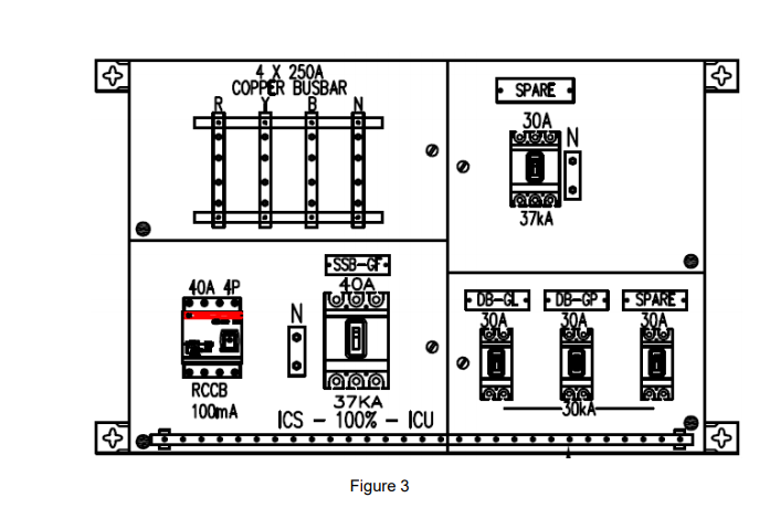 Solved 4 X 250A COPPER BUSBAR SPARE 30A CON 37KA 40A 4P | Chegg.com