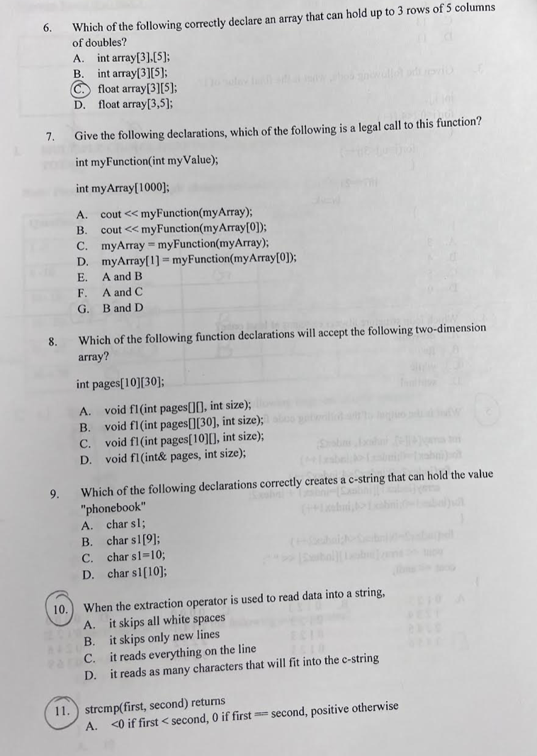 Solved 6. Which of the following correctly declare an array | Chegg.com