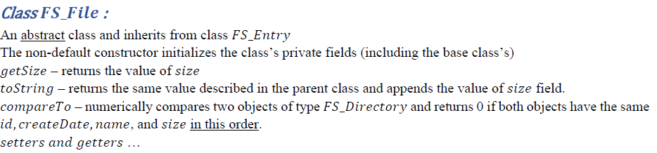 Class FS_Directory : Inherits from class FS_Entry The | Chegg.com