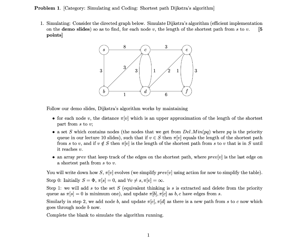 Solved Problem 1. [Category: Simulating and Coding: Shortest | Chegg.com