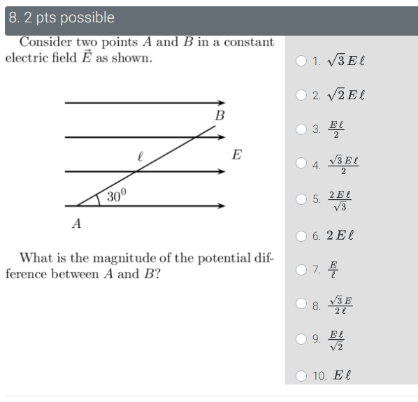 Solved 8.2 pts possible Consider two points A and B in a | Chegg.com
