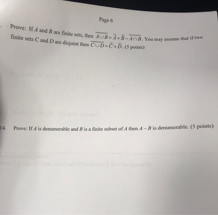 Solved Page 6 Prove: If A and B are finite sets, then-= A-B- | Chegg.com
