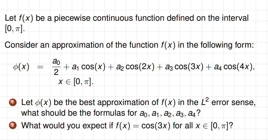 Solved Let f(x) be a piecewise continuous function defined | Chegg.com