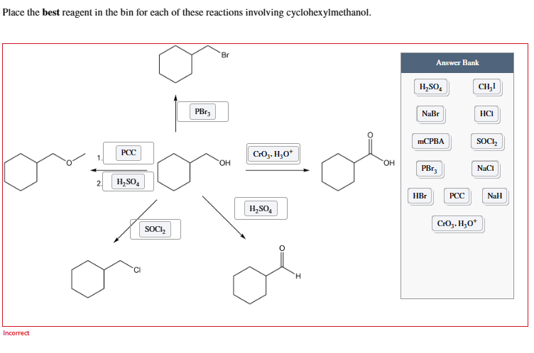 Solved Place the best reagent in the bin for each of these | Chegg.com