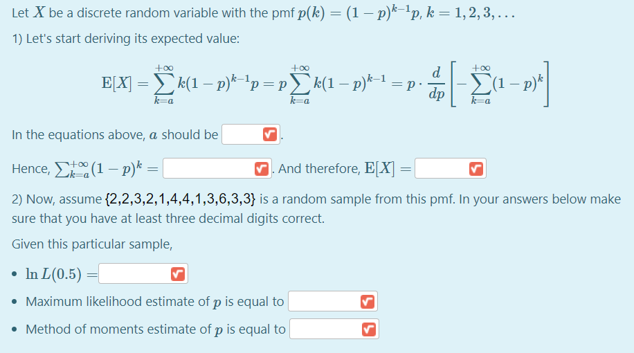 Solved Let X be a discrete random variable with the pmf p(k) | Chegg.com