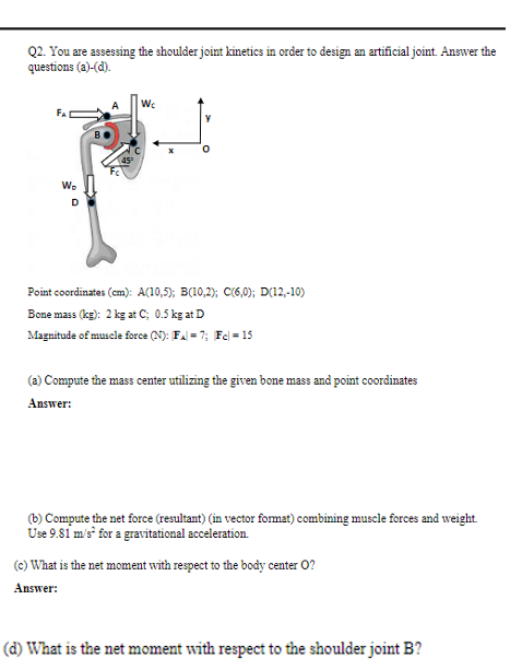 Solved Q2. You are assessing the shoulder joint kinetics in | Chegg.com