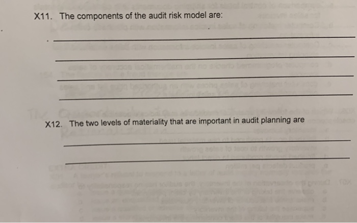 Solved X11. The components of the audit risk model are: X12. | Chegg.com