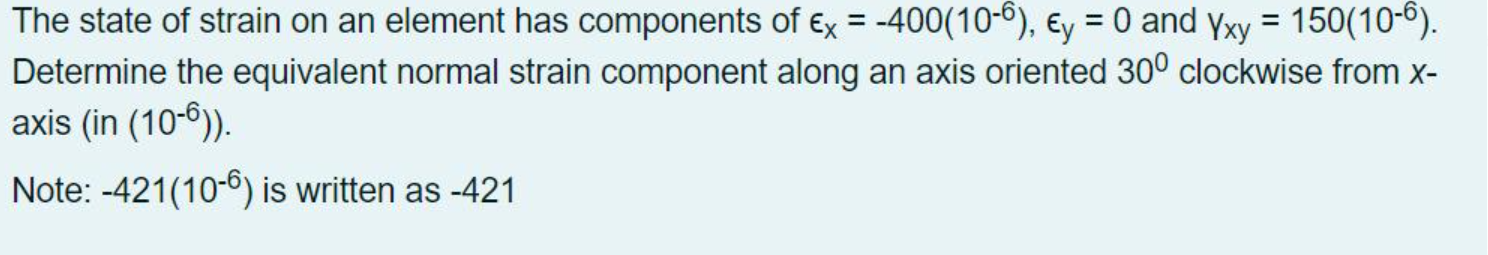 Solved The state of strain on an element has components of | Chegg.com