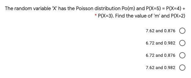 Solved The random variable 'X' has the Poisson distribution | Chegg.com