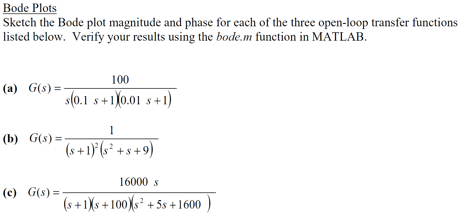 Solved Bode Plots Sketch the Bode plot magnitude and phase | Chegg.com