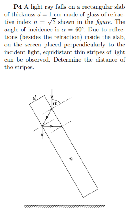Solved P4 A light ray falls on a rectangular slab of | Chegg.com