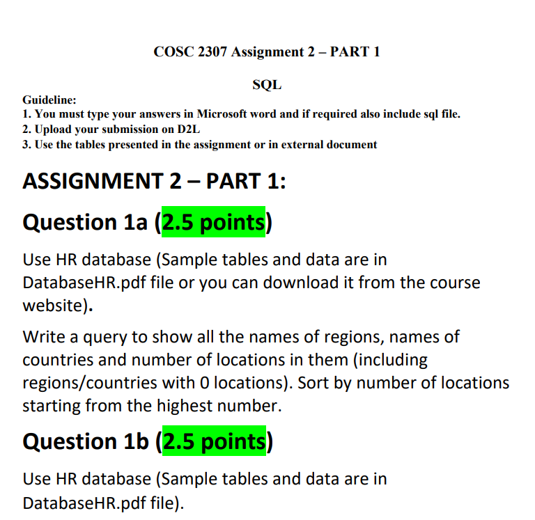 Solved Guideline: 1. You must type your answers in Microsoft | Chegg.com