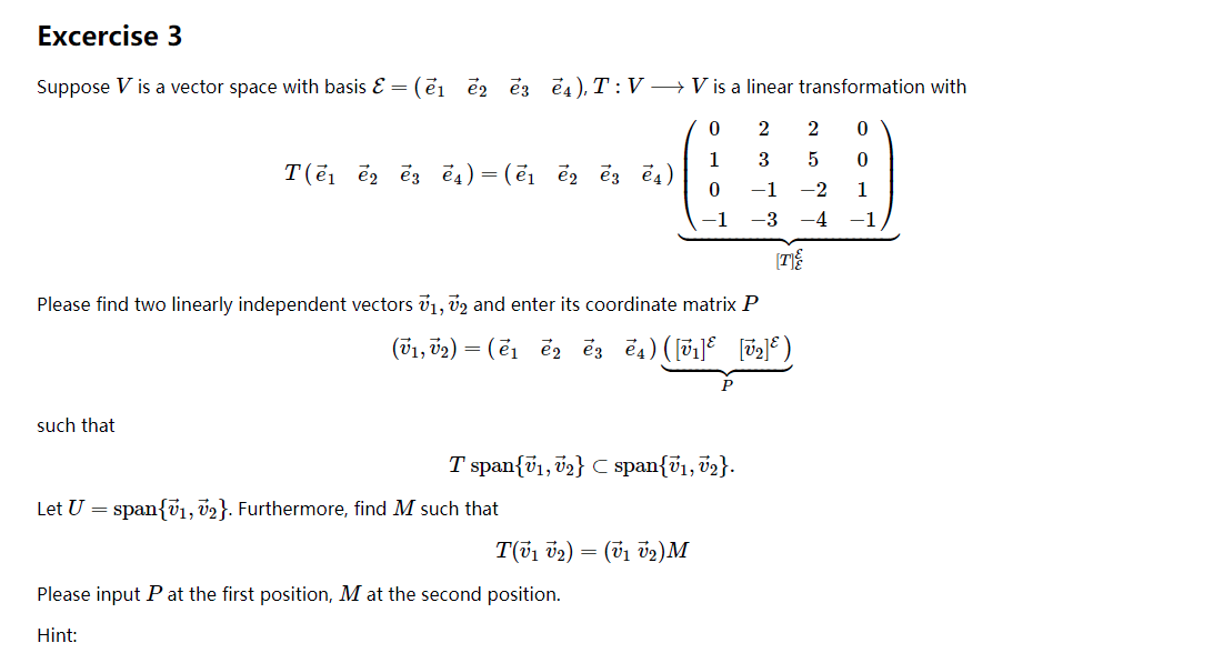 Solved Find matrix P and M where P is a 4x2 matrix and M is | Chegg.com