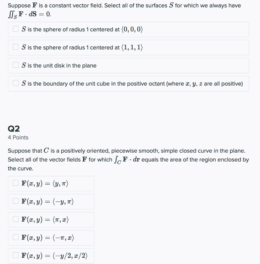 Solved Suppose F is a constant vector field. Select all of | Chegg.com