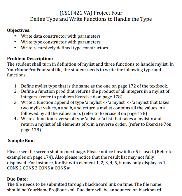 (CSCI 421 VA) Project Four Define Type and Write | Chegg.com