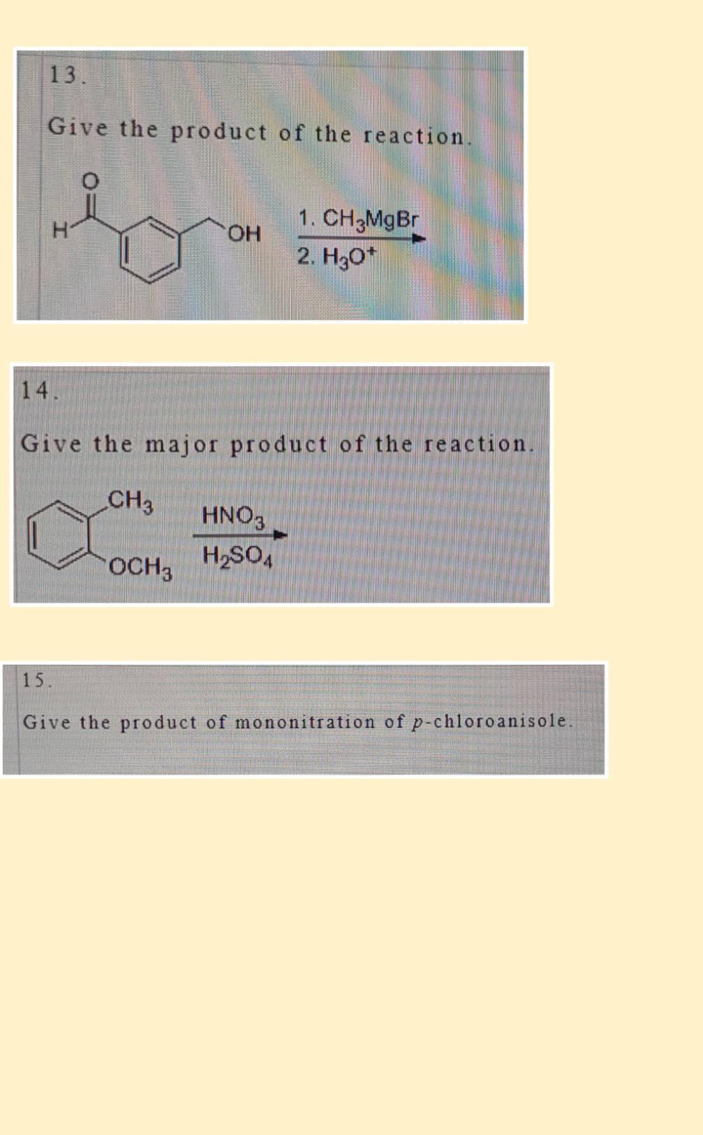 Solved Give the product of the reaction. 1. CH3MgBr 14. | Chegg.com