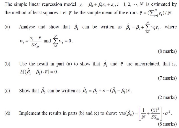 Solved The simple linear regression model y_i = beta_0 + | Chegg.com