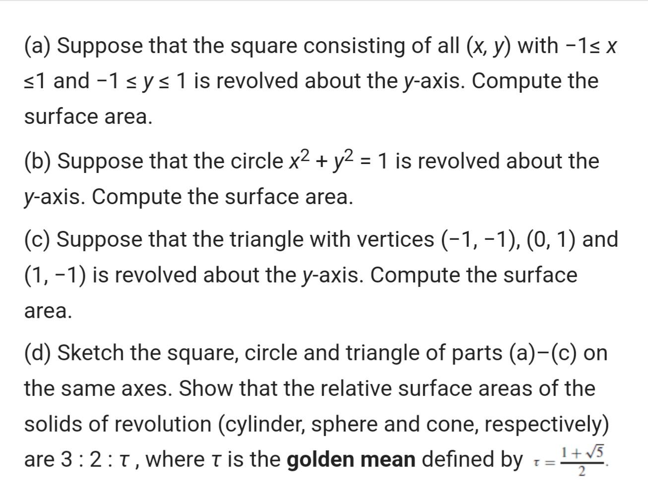 Solved (a) Suppose that the square consisting of all (x, y) | Chegg.com