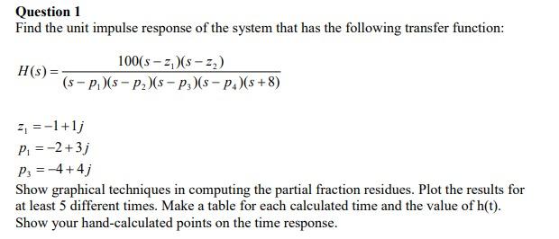 Solved Question 1 Find the unit impulse response of the | Chegg.com