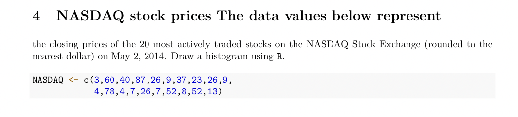 Solved 4 NASDAQ stock prices The data values below represent | Chegg.com